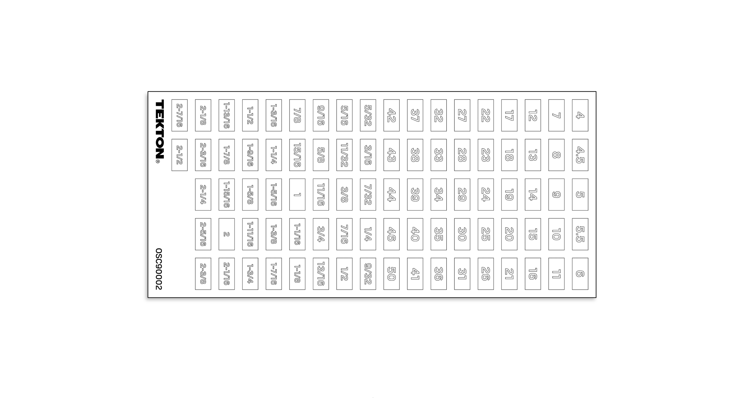Socket Rail Size Label Sheet | TEKTON