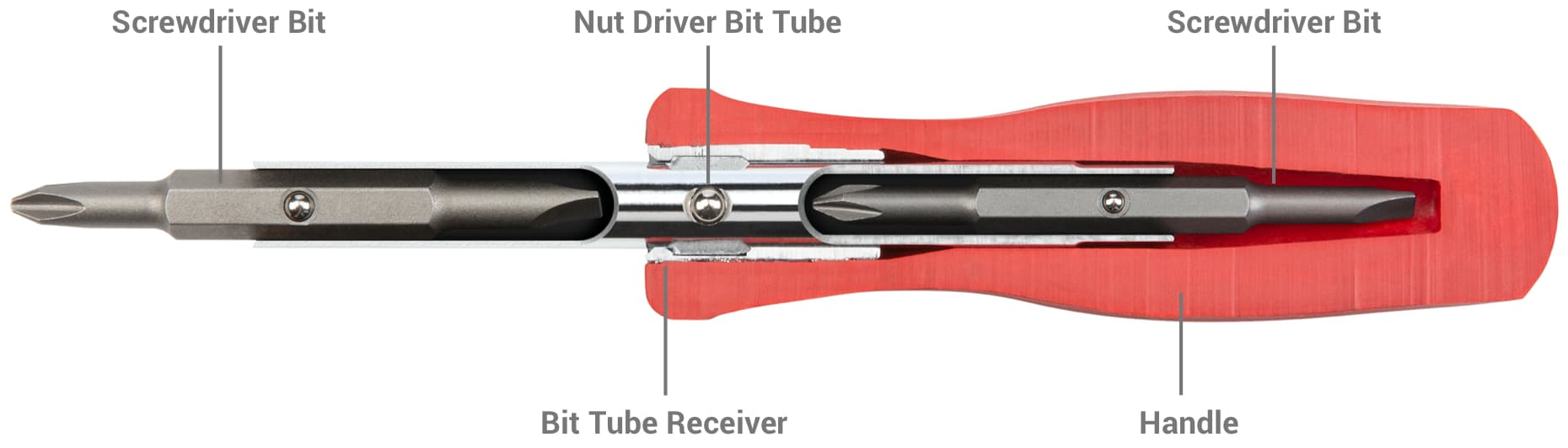 6-in-1 Driver (#1 x 3/16 in., #2 x 1/4 in.) - Red | TEKTON