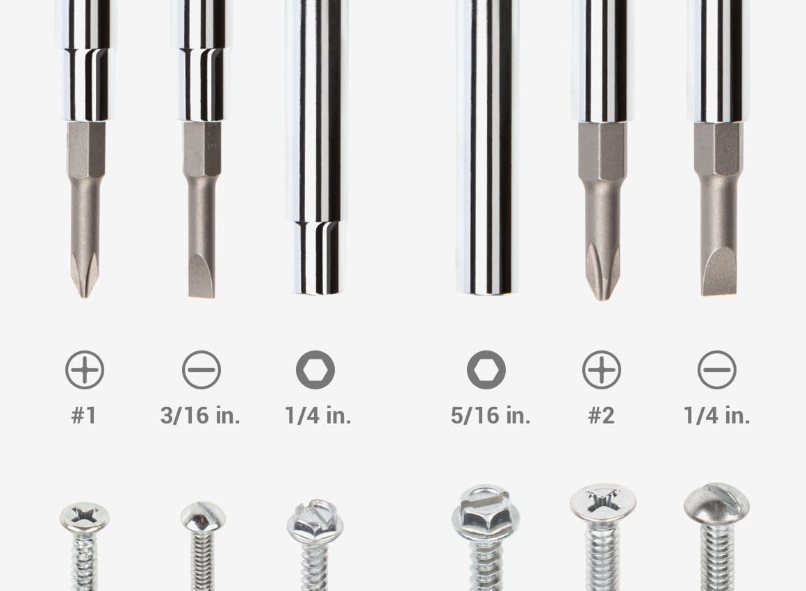 6-in-1 Driver (#1 x 3/16 in., #2 x 1/4 in) - Black | TEKTON