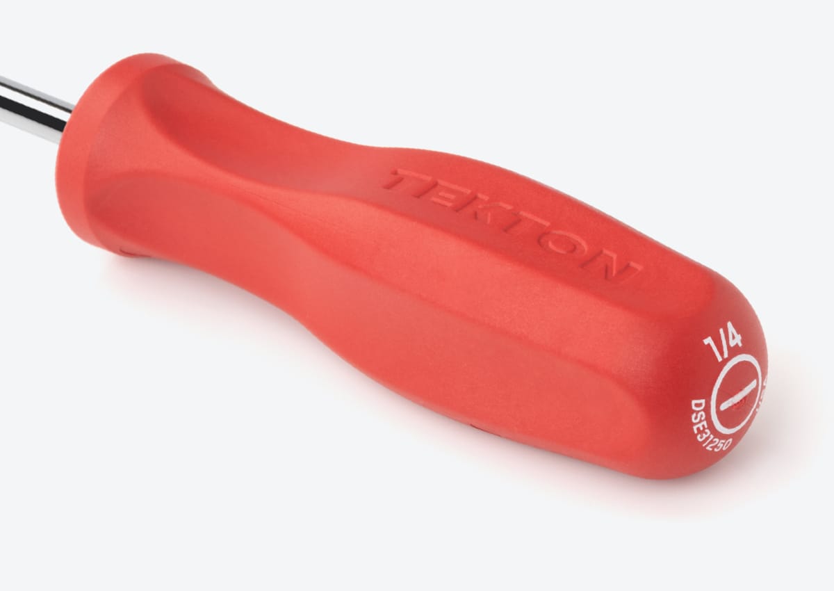 Long 5/16 Inch Slotted Hard-Handle Screwdriver | TEKTON