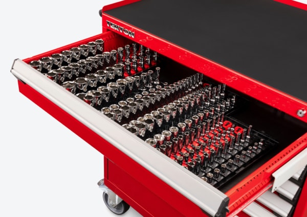 1/4, 3/8, 1/2 Inch Drive Socket Rail and Tray Set (196-Tool) | TEKTON