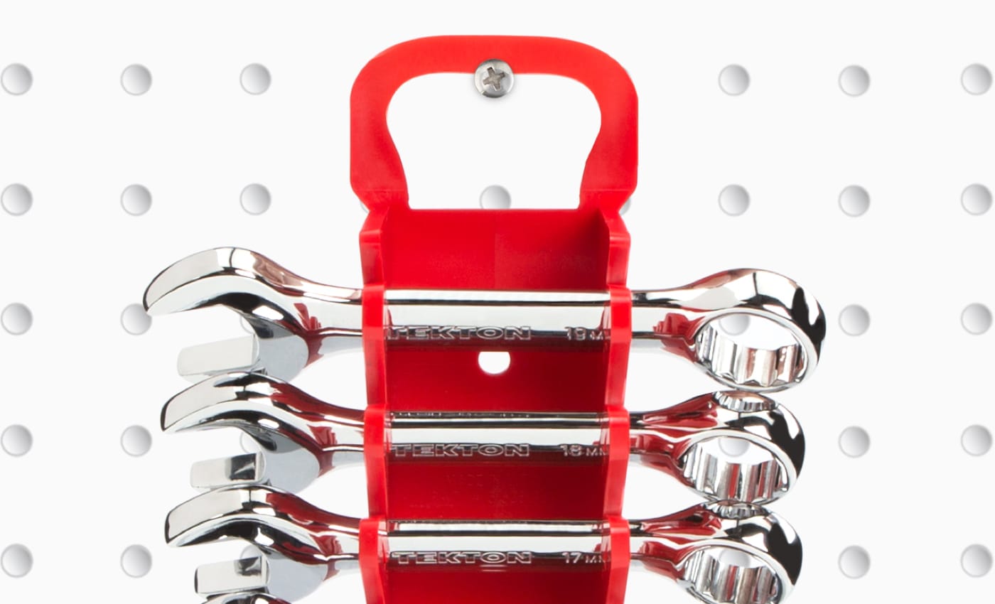 14-Tool Stubby Combination Wrench Holder (Red) | TEKTON | OWP21214