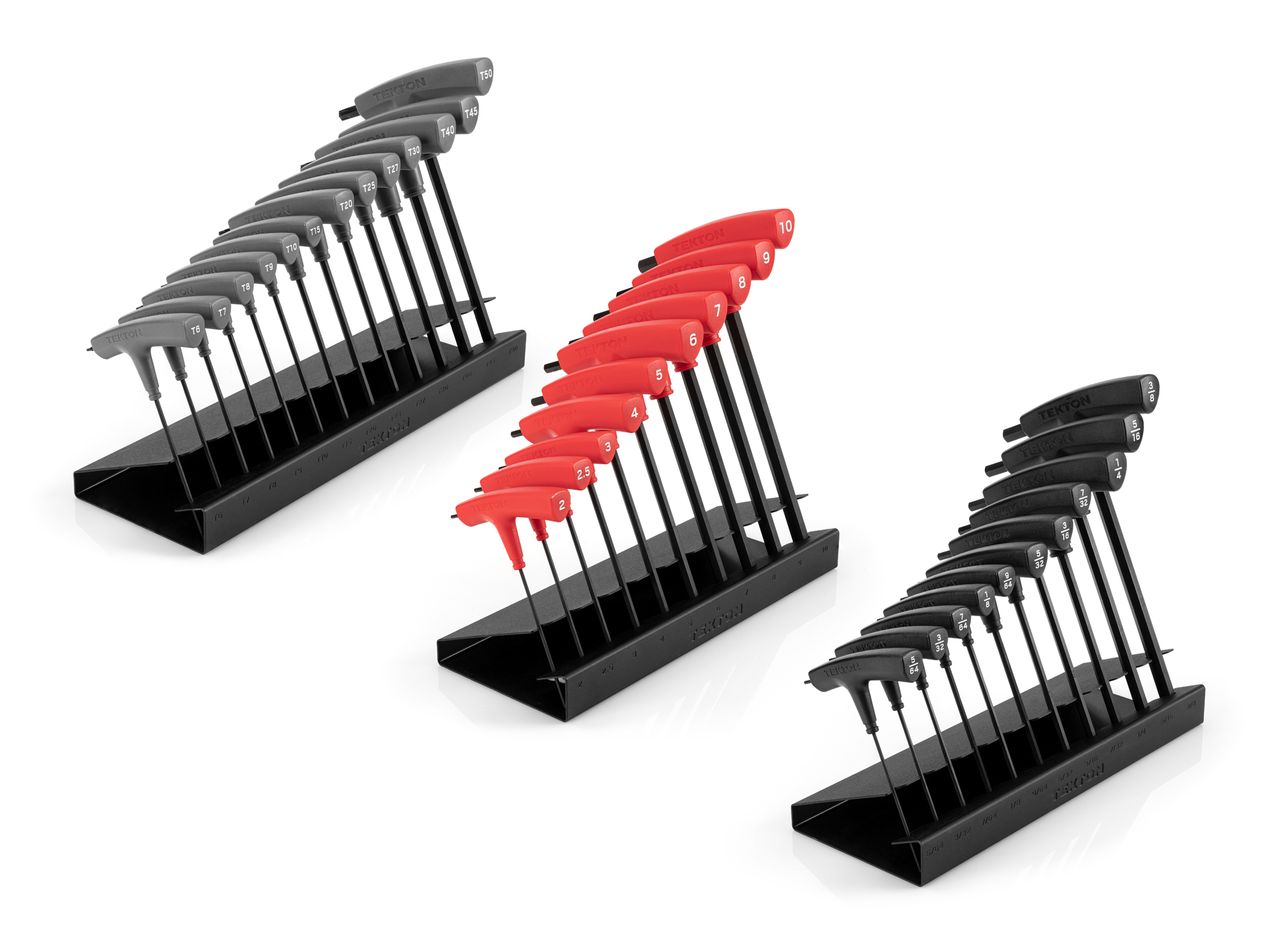 Flat End Hex and Star T-Handle Key Set with Stand (34-Piece) | TEKTON