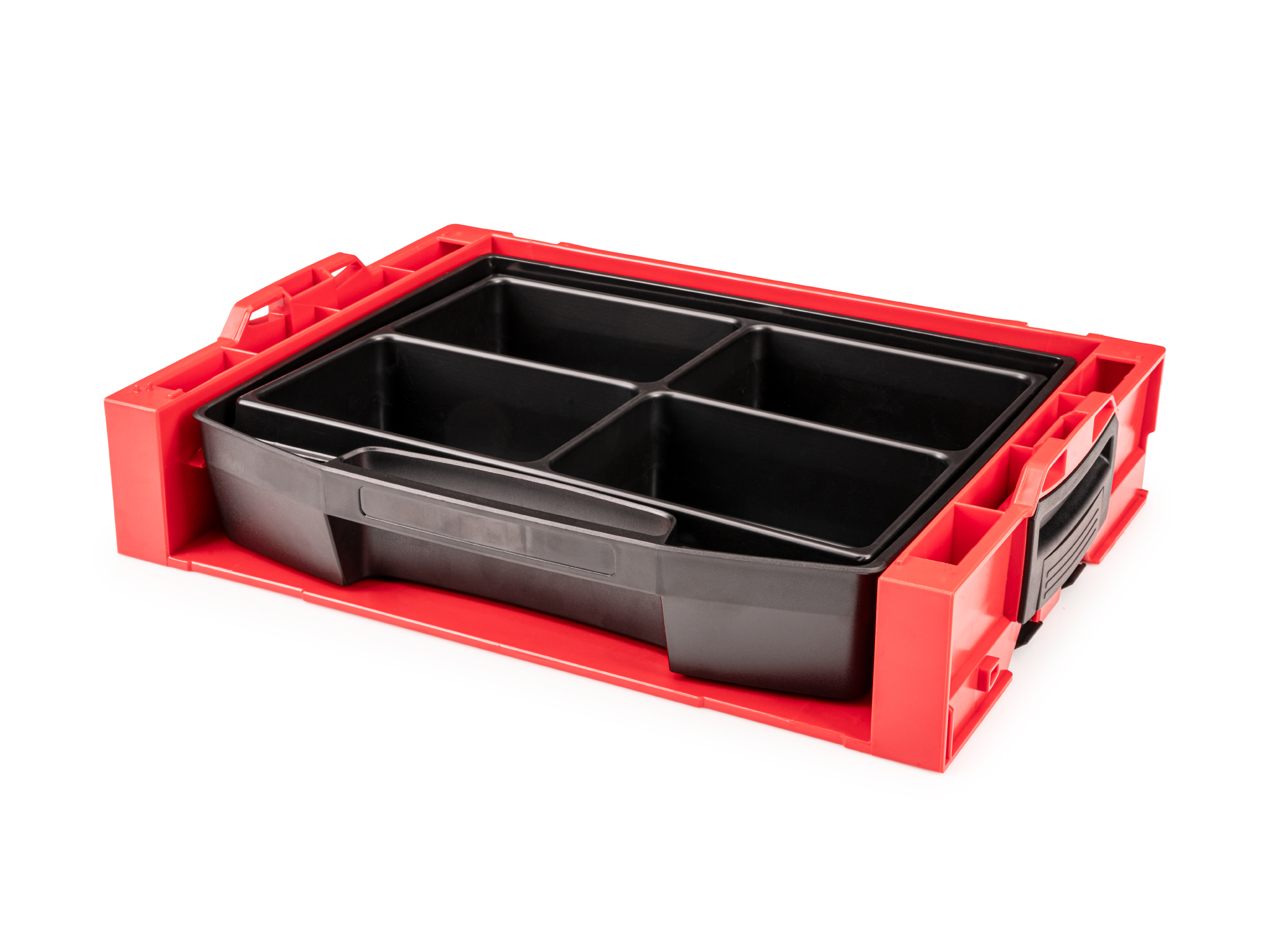 Open Top Drawer with 4-Cavity Parts Tray in Stacking Rack | TEKTON