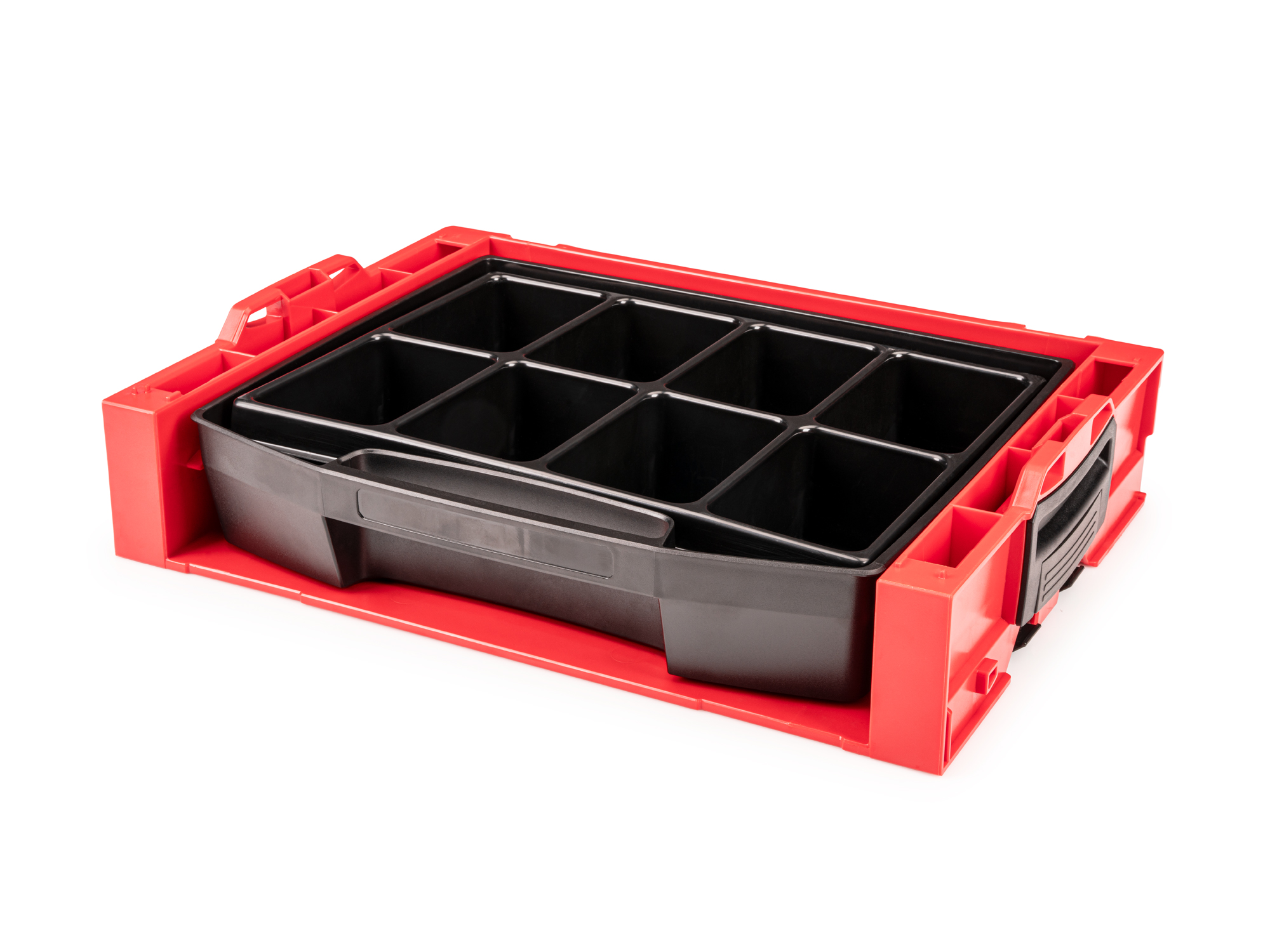 Open Top Drawer with 8-Cavity Parts Tray in Stacking Rack | TEKTON