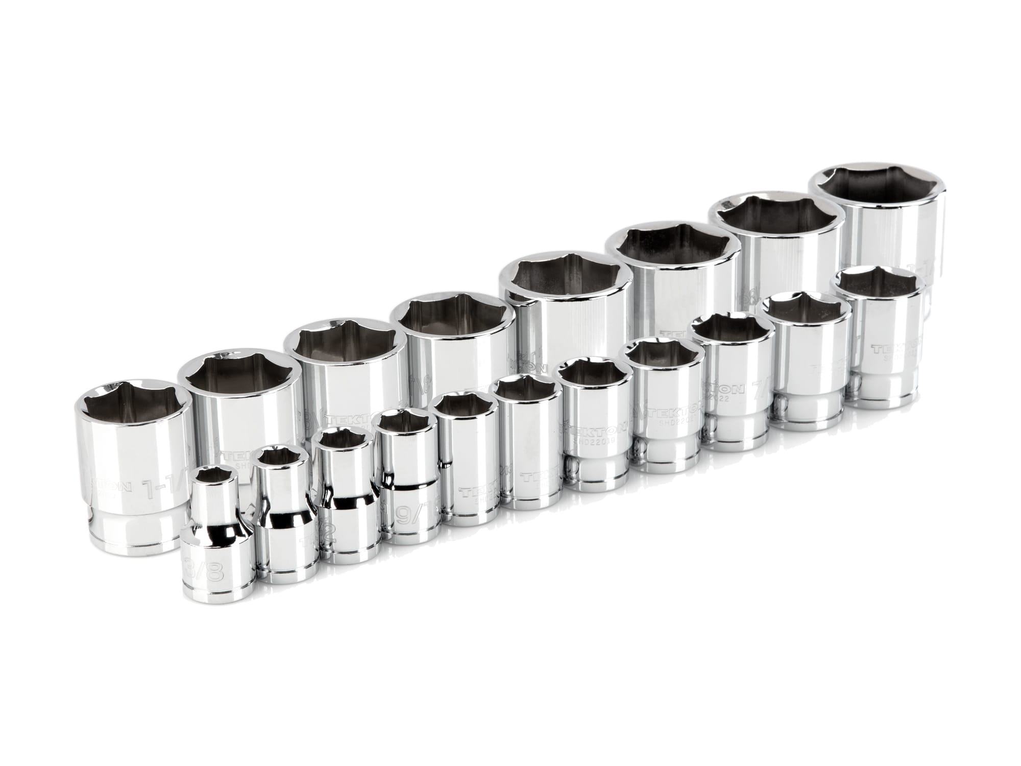 19-Piece 1/2 Inch Drive 6-Point Socket Set (3/8–1-1/2 in.) | TEKTON