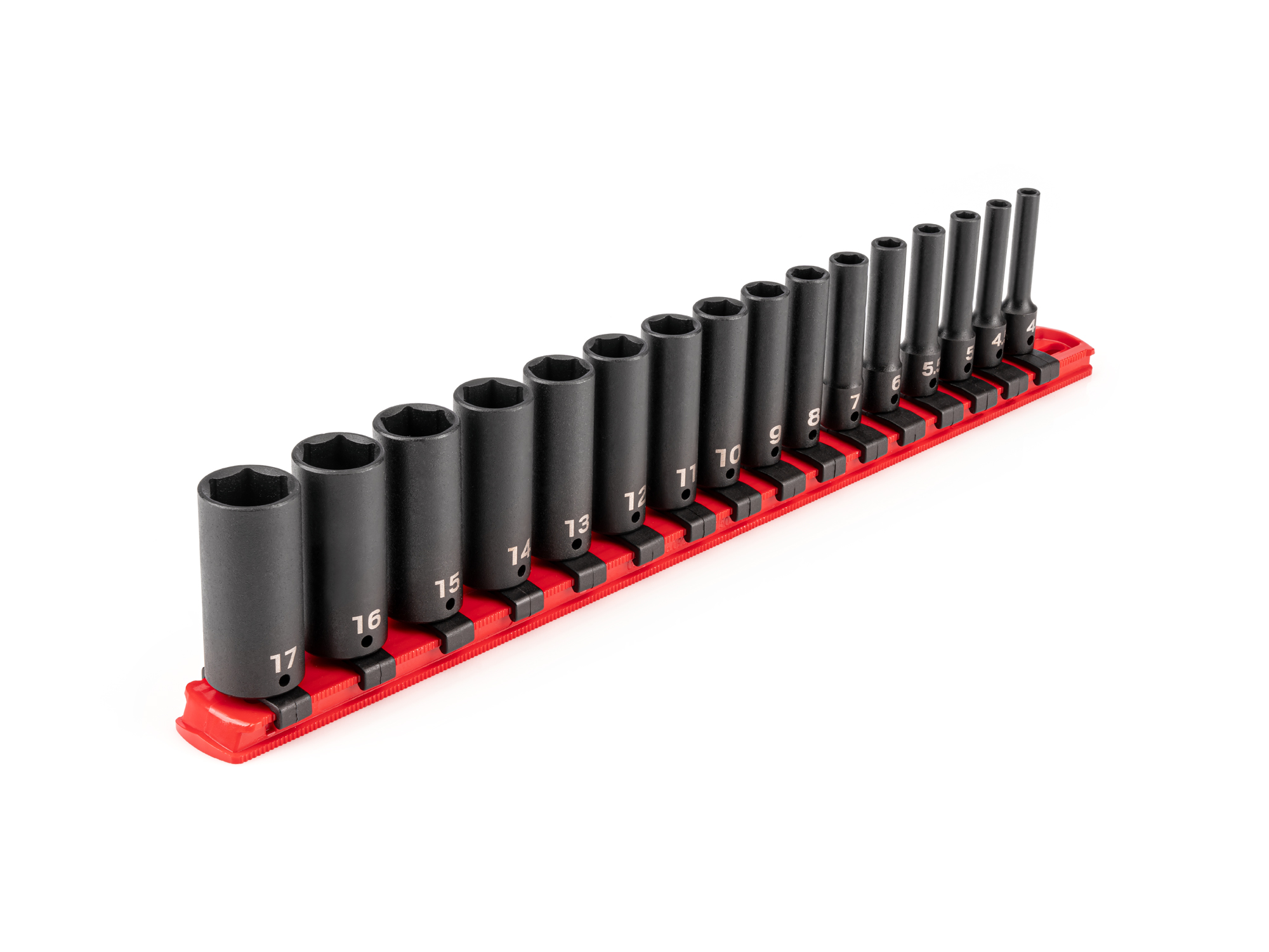 1/4 Inch Drive Deep 6-Point Impact Socket Set (4–17 mm) | TEKTON
