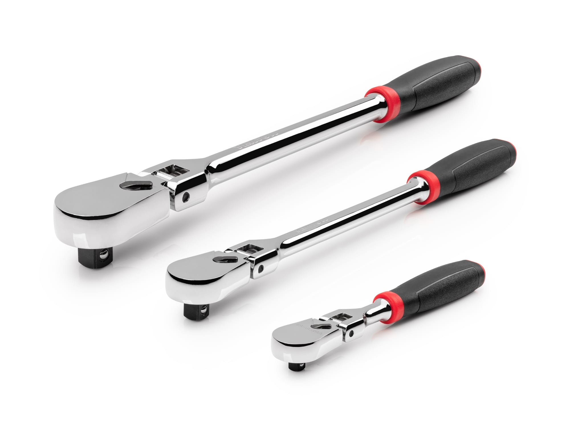 3-Piece 1/4, 3/8, 1/2 Inch Drive Flex Head Comfort Grip Ratchet Set ...