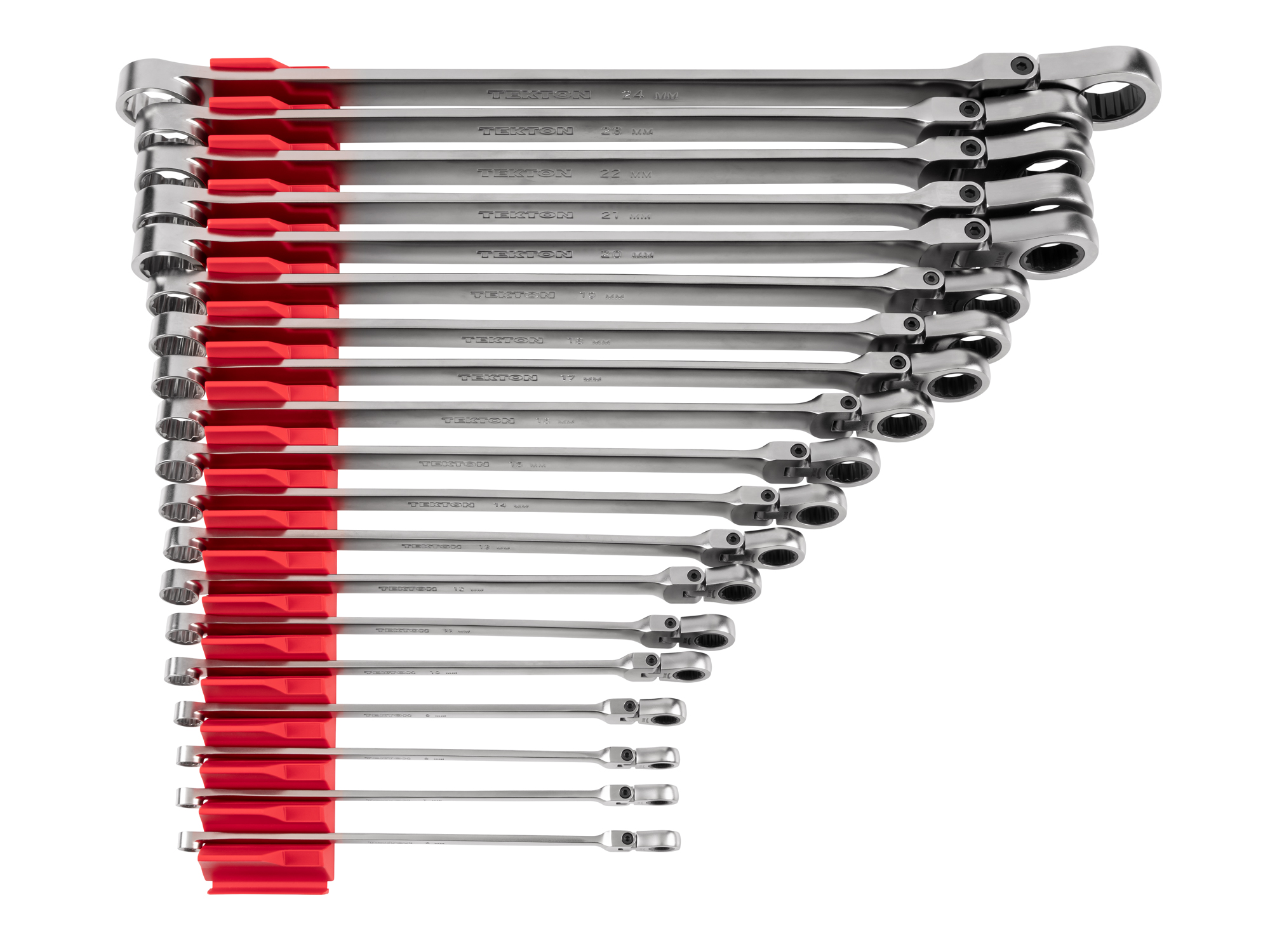 Fixed/Flex Ratcheting Wrench Set with Organizer (19-Piece) | TEKTON