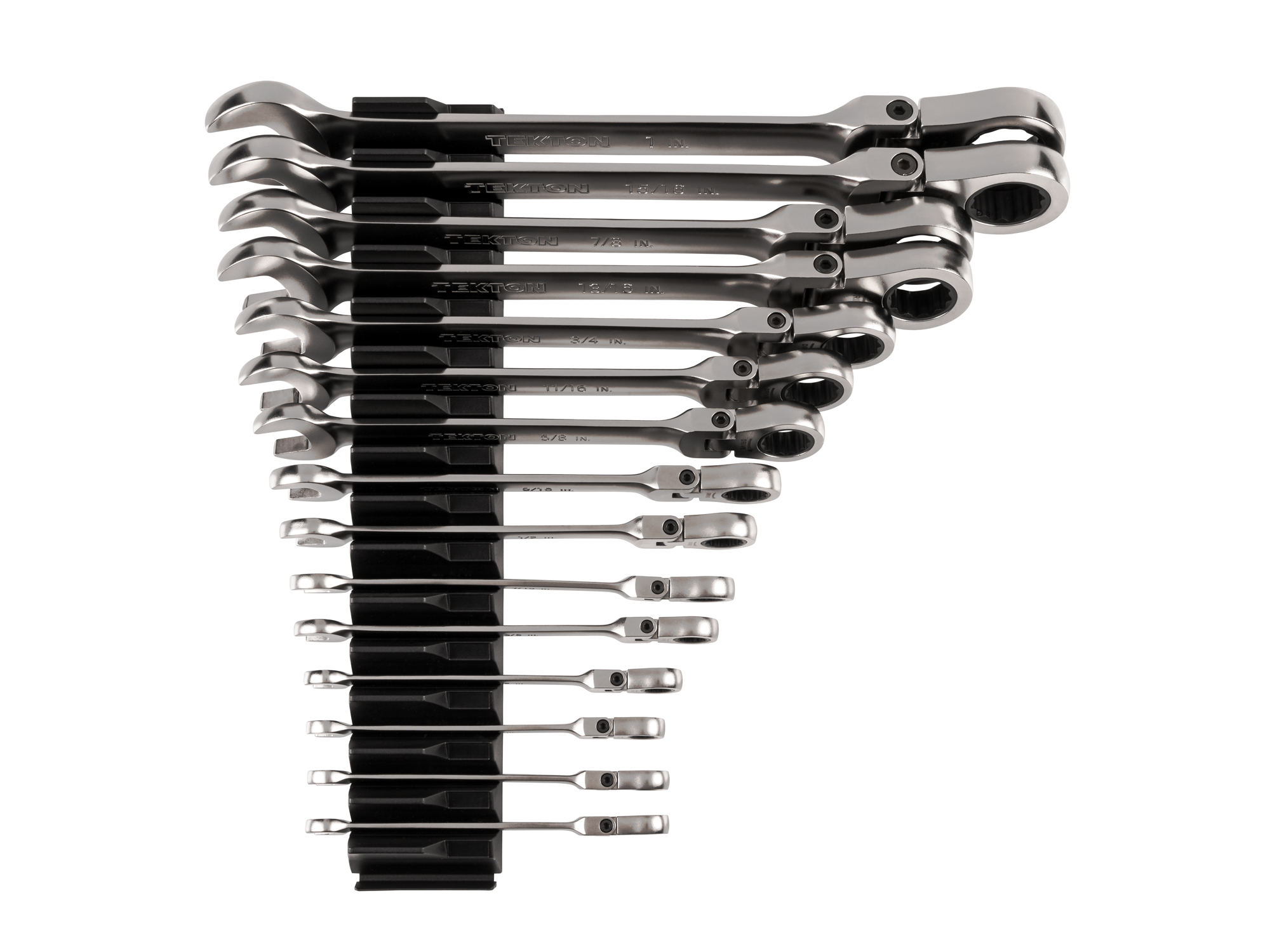 15-Piece Flex Ratcheting Combination Wrench Set with Organizer | TEKTON