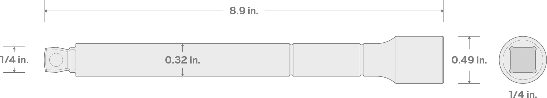 1/4 Inch Drive x 9 Inch Wobble Extension | TEKTON